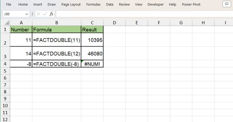 How to do Factorial in Excel