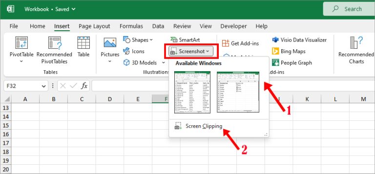 How to Take a Screenshot in Excel