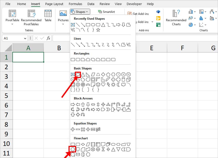 How To Draw A Circle In Excel