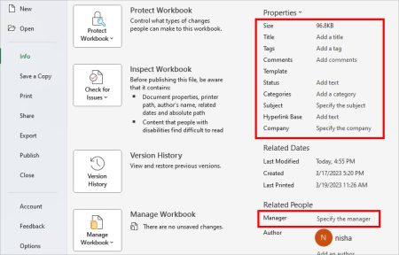 How to Edit Document Properties in Excel