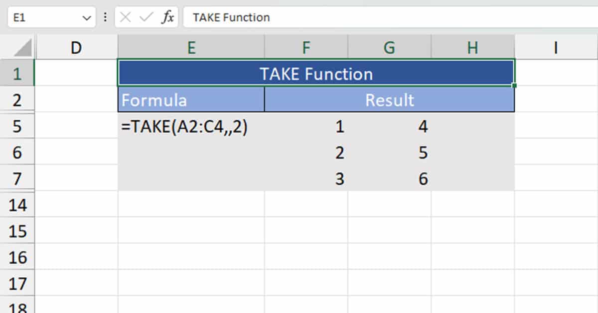 How to Use TAKE Function on Excel