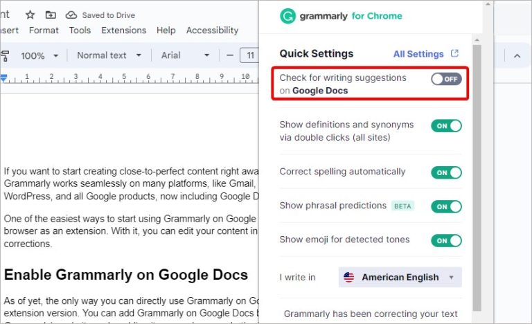 How to Enable and Use Grammarly on Google Docs