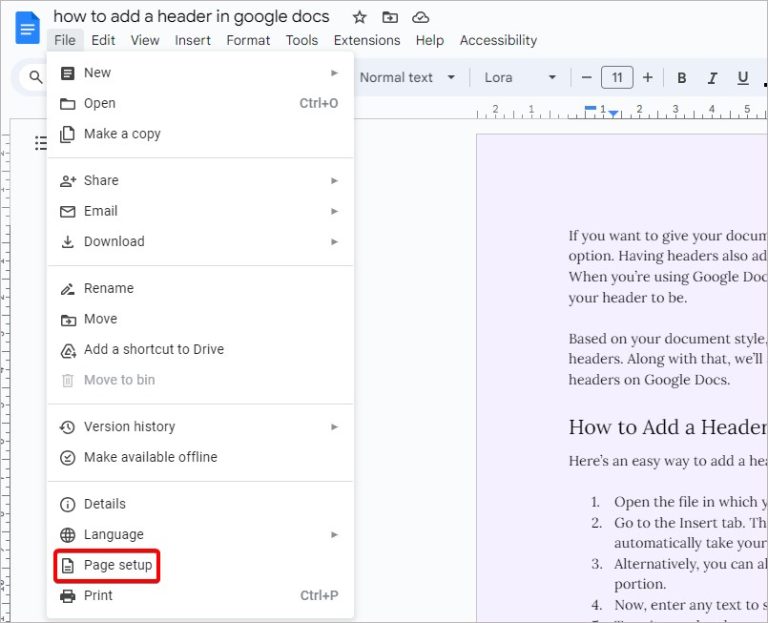 How to Add a Header in Google Docs