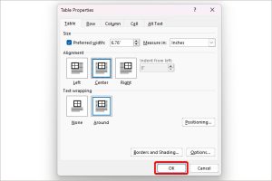 How to Center a Table in Word