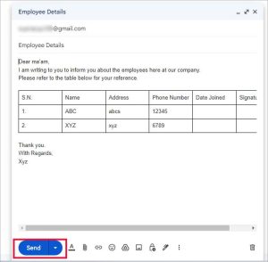 How to Insert a Table in Gmail
