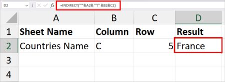 Indirect Function in Excel