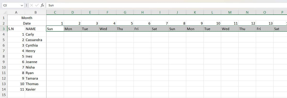 How to Make a Monthly Attendance Sheet in Excel with Formula
