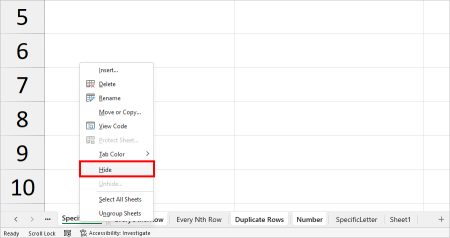 How to Hide or Unhide Excel Sheets