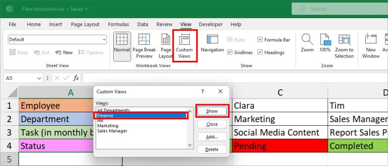 How to Do a Horizontal Filter in Excel
