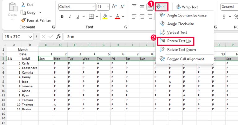 How to Make a Monthly Attendance Sheet in Excel with Formula