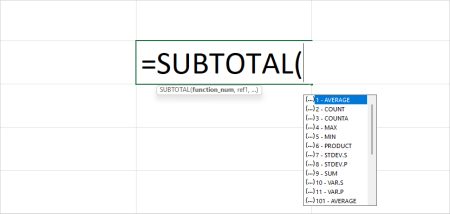 How to Calculate Subtotal Function in Excel