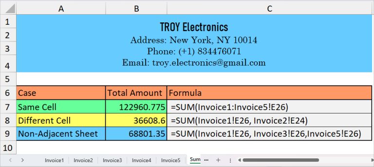 How To Sum Across Multiple Sheets In Excel