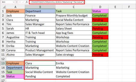How to Do a Horizontal Filter in Excel