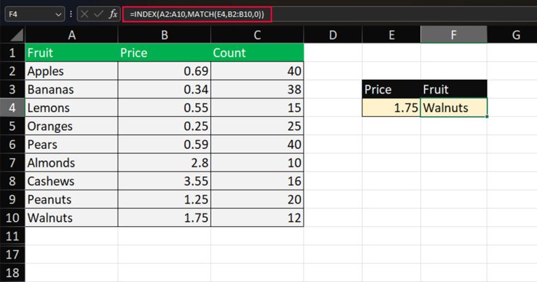 INDEX Function in Excel - How to Use it