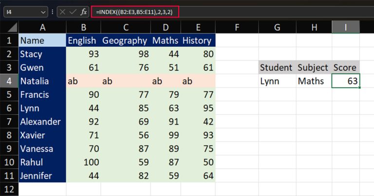 INDEX Function in Excel - How to Use it