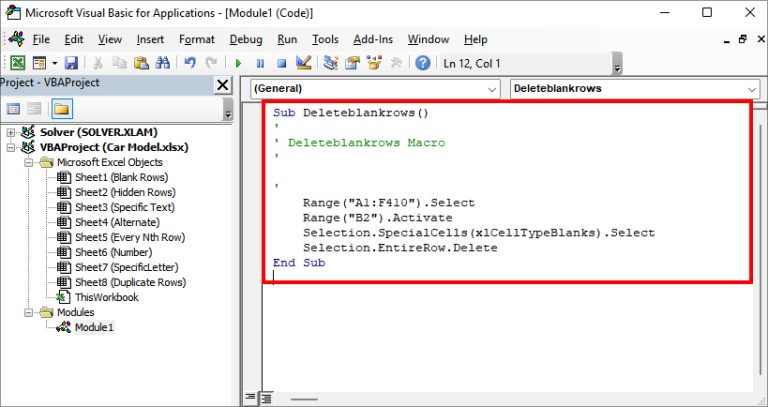 How to Use Macro To Delete Rows Based on Criteria