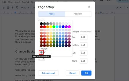 How to Change Background Color on Google Docs