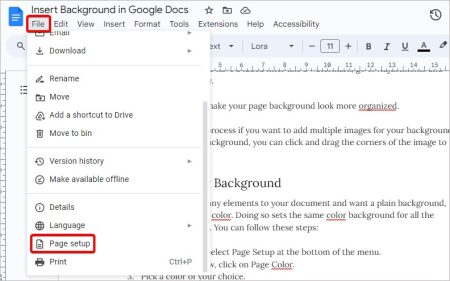 How to Insert Background in Google Docs