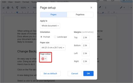 How to Change Background Color on Google Docs