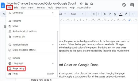 How to Change Background Color on Google Docs