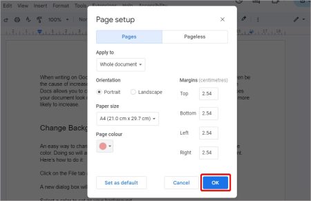 How to Change Background Color on Google Docs