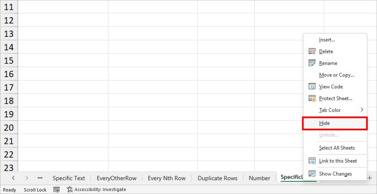 How to Hide or Unhide Excel Sheets