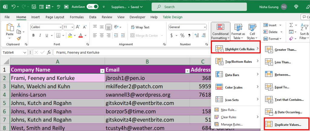 How to De-duplicate in Excel