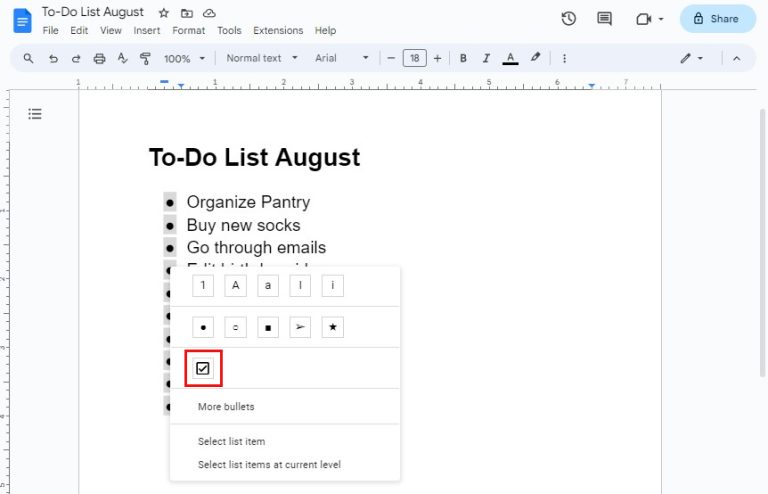 How to Make a Checklist in Google Docs