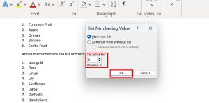 How to Continue Numbering Between Two Lists in Word