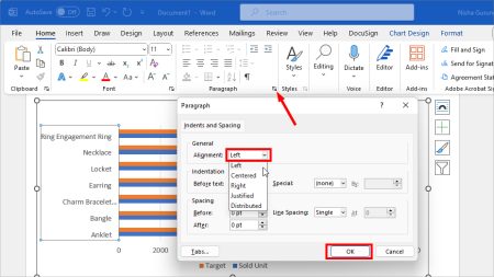 How to Left Align a Chart in Excel