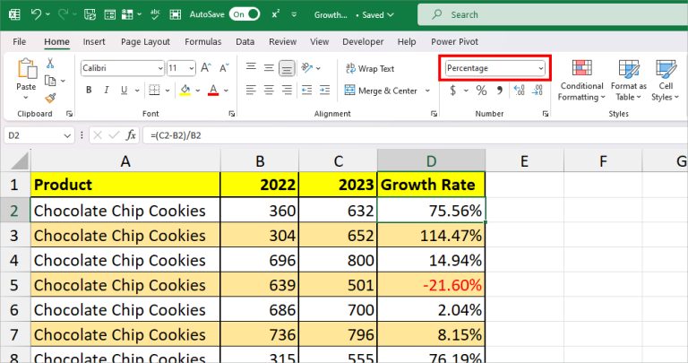 How to Calculate Growth Rate in Excel