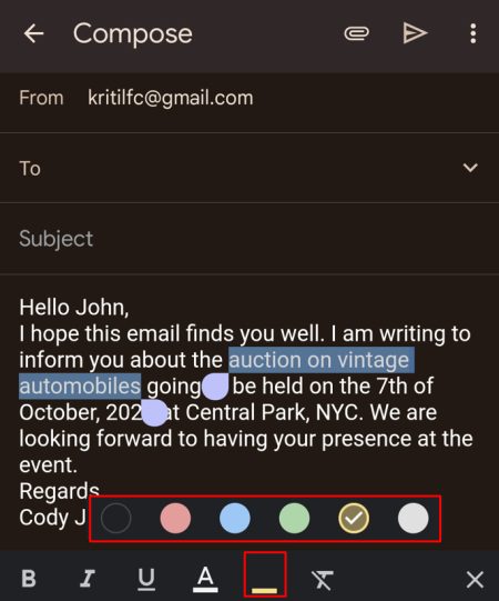How to Highlight Text in Gmail