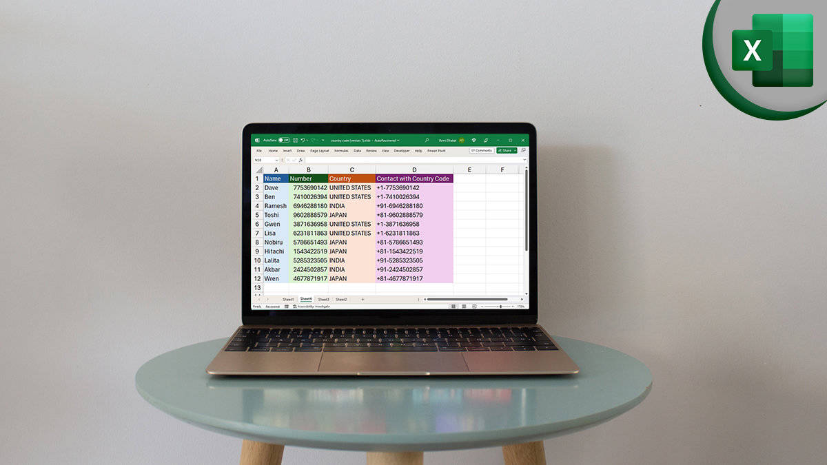 How To Add Country Code In Excel