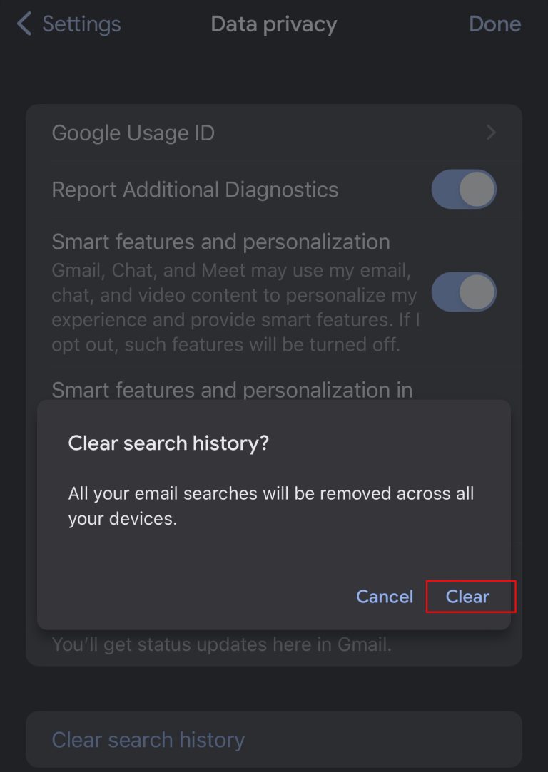 How to Clear Gmail Search History