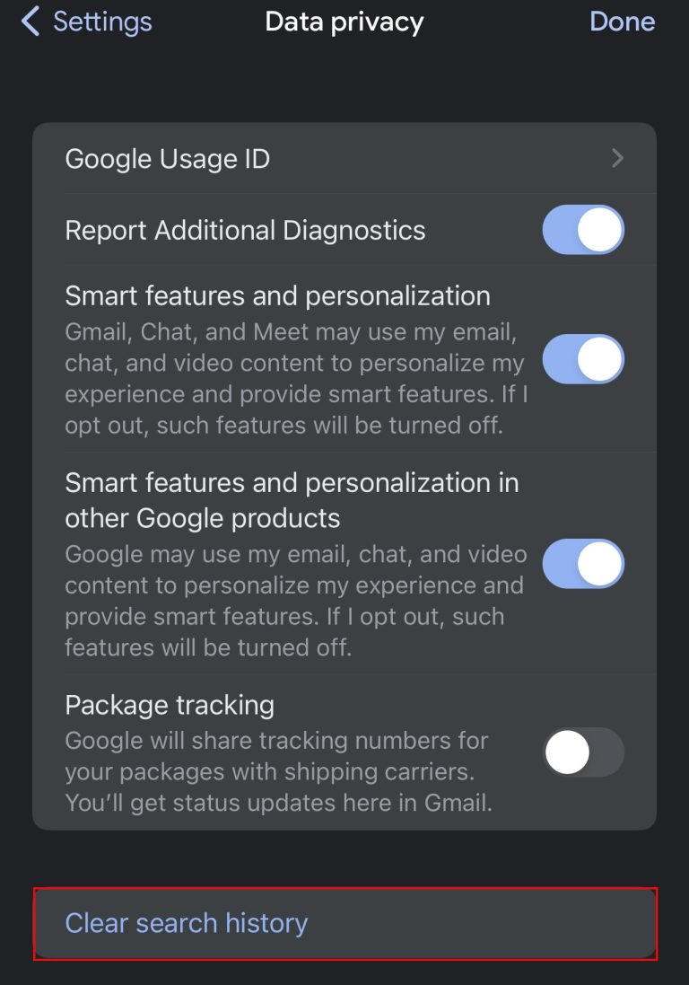 How to Clear Gmail Search History
