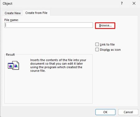 How to Insert a File in Excel Document