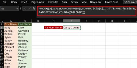 How to Generate Random Name in Excel