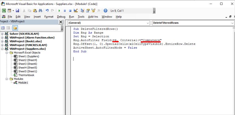 How to Delete Filtered Rows in Excel