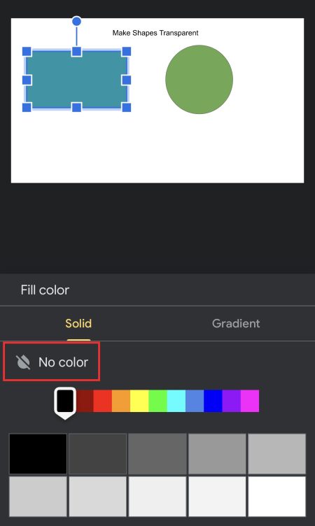 How to Change Opacity of Shape in Google Slides