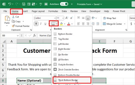 How to Create and Use a Printable Form in Excel