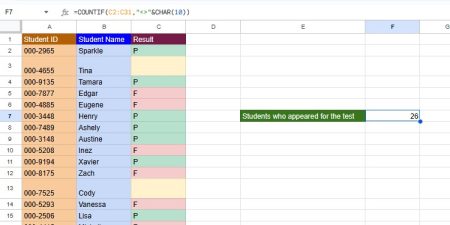 COUNTIF Not Blank in Google Sheets