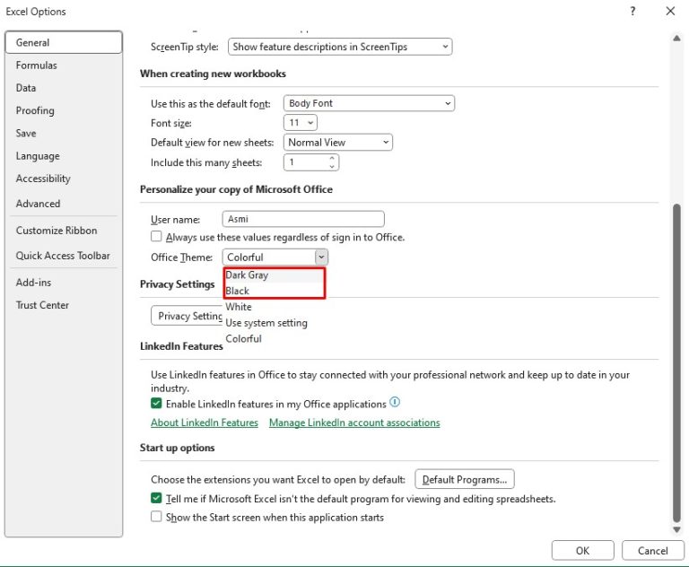How to Enable Dark Mode in Excel