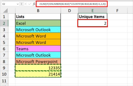 How to Count Unique and Distinct Values in Excel