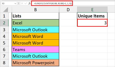 How to Count Unique and Distinct Values in Excel