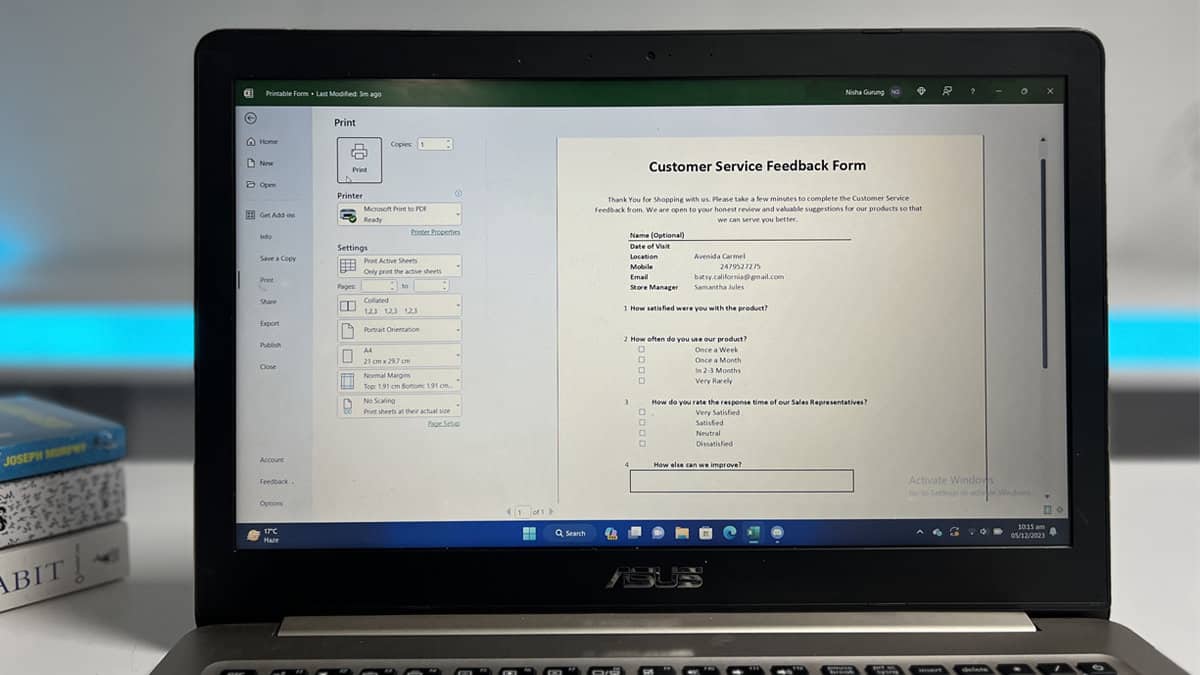 How to Create and Use a Printable Form in Excel