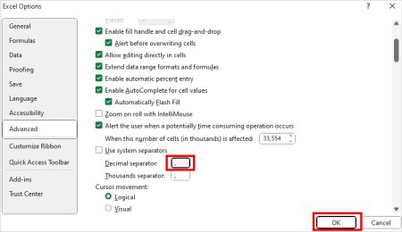 5 Ways to Change Dot to Comma in Excel