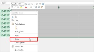 How to Delete Infinite Rows in Excel