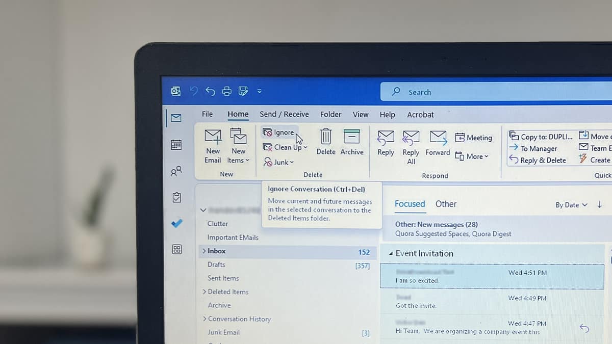 How to Ignore Email Conversations in Outlook