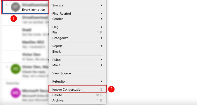 How to Ignore Email Conversations in Outlook