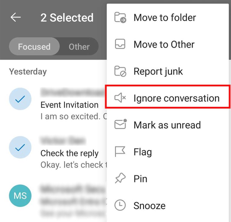 How to Ignore Email Conversations in Outlook